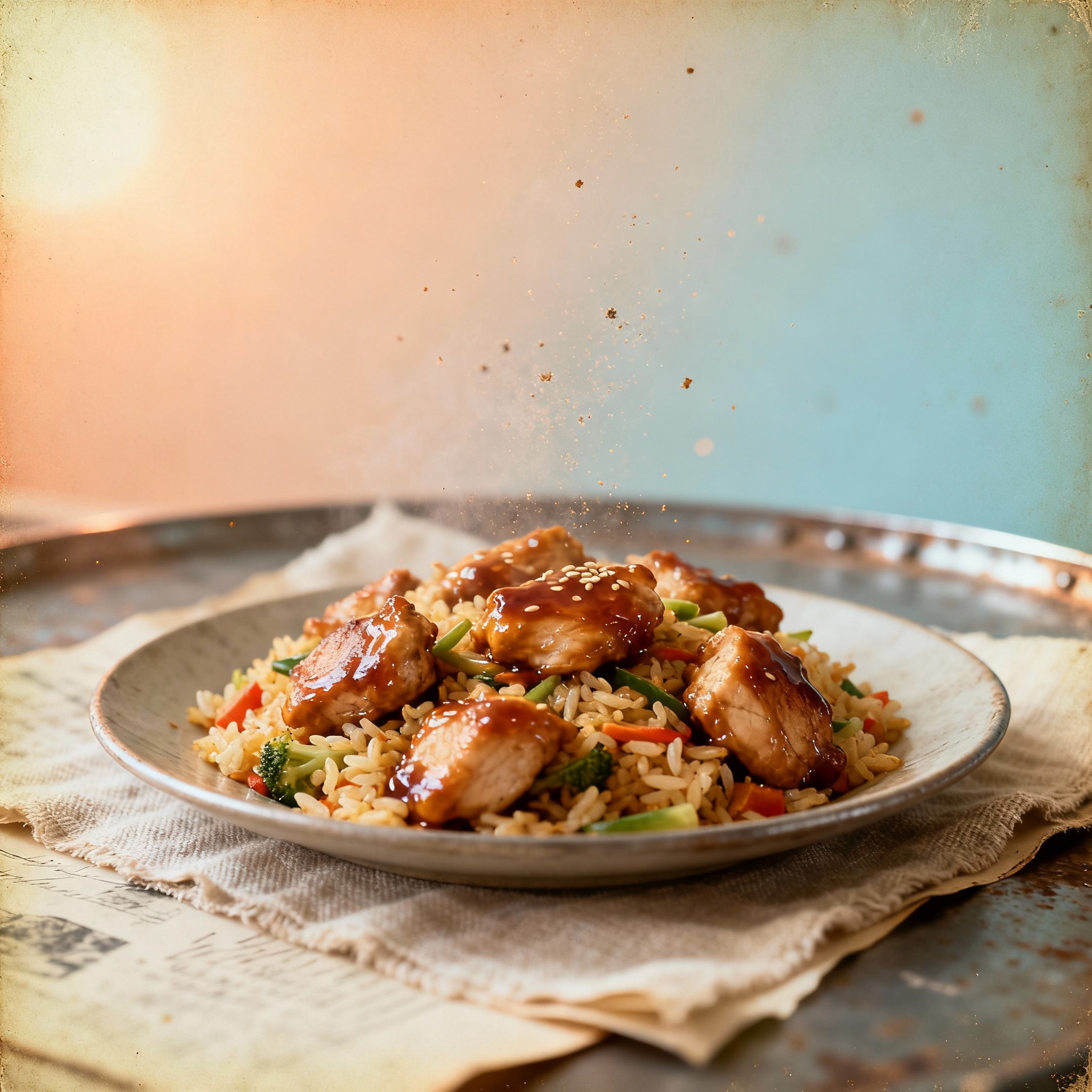 Honey-Garlic Chicken Bites with Veggie Fried Rice – flavor mixture
