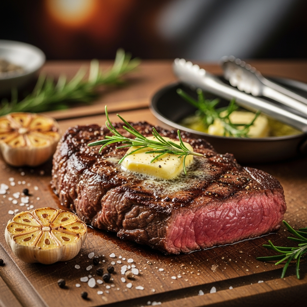Pan-fried Sirloin Steak with Butter and Rosemary – flavor mixture
